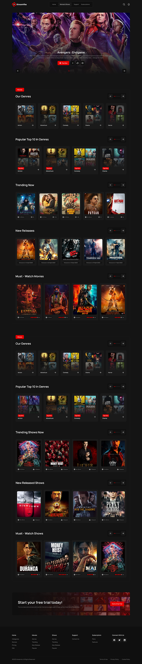 Movies and Shows Page Design of Video Streaming Website by Produce UI ...