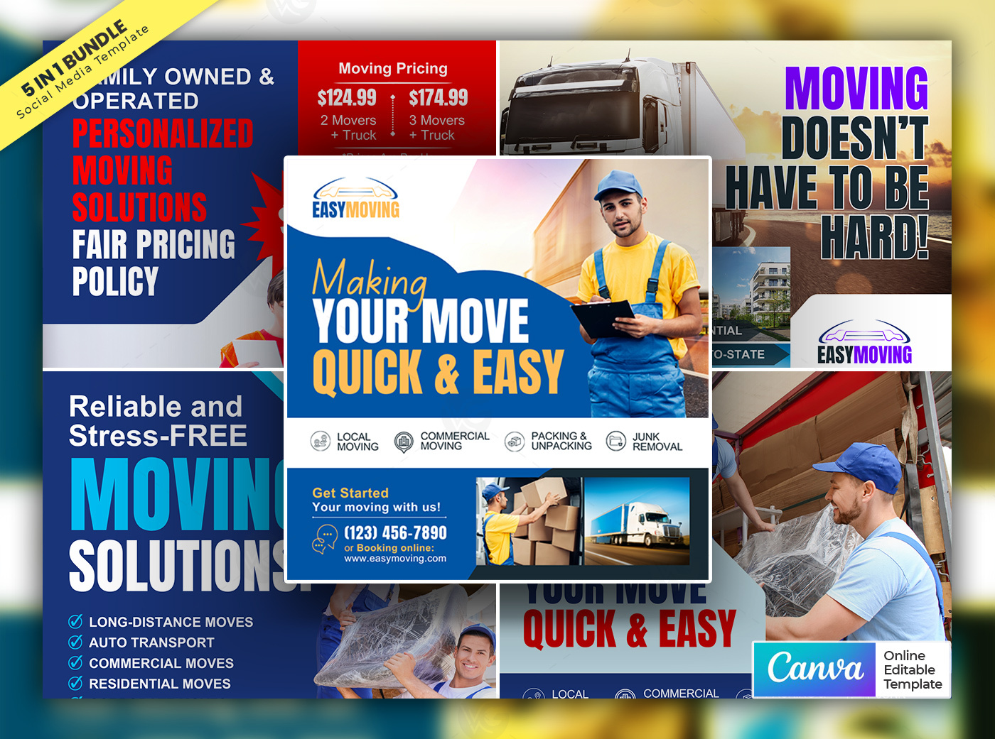 Moving Service Social Media Banner Bundle Vol’2.2 Canva Template by ...