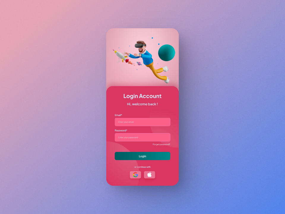 Login Screen Mobile App by Ferdousi Akhter on Dribbble