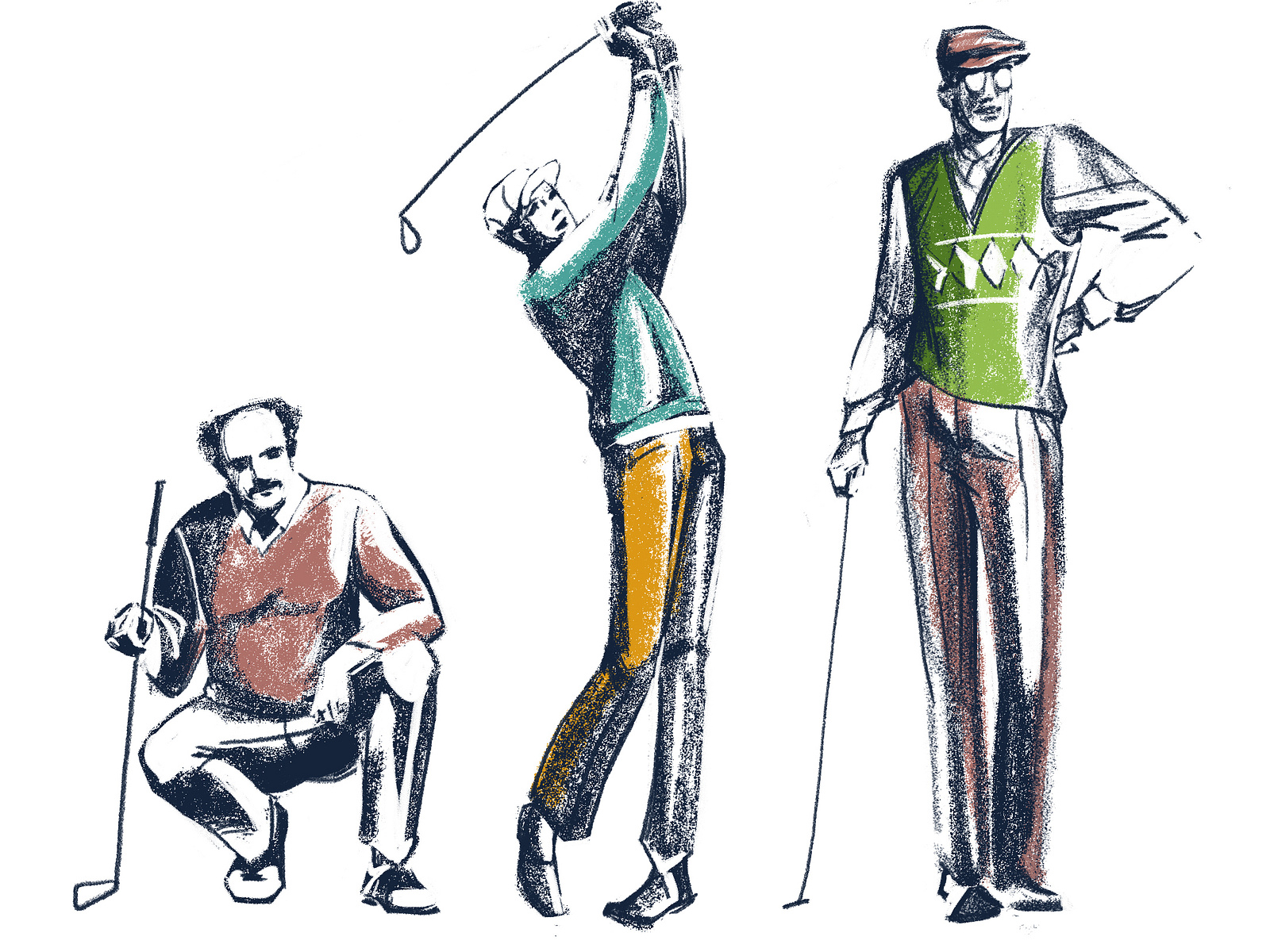 Characters of golfers. by Maria Ahafonova on Dribbble