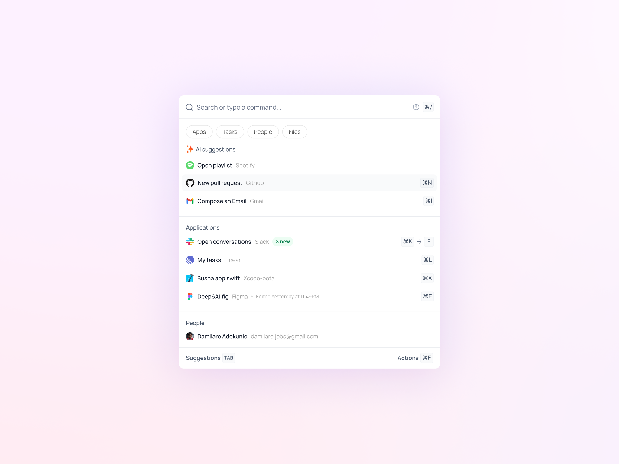 Command Bar UI by Damilare Adekunle on Dribbble