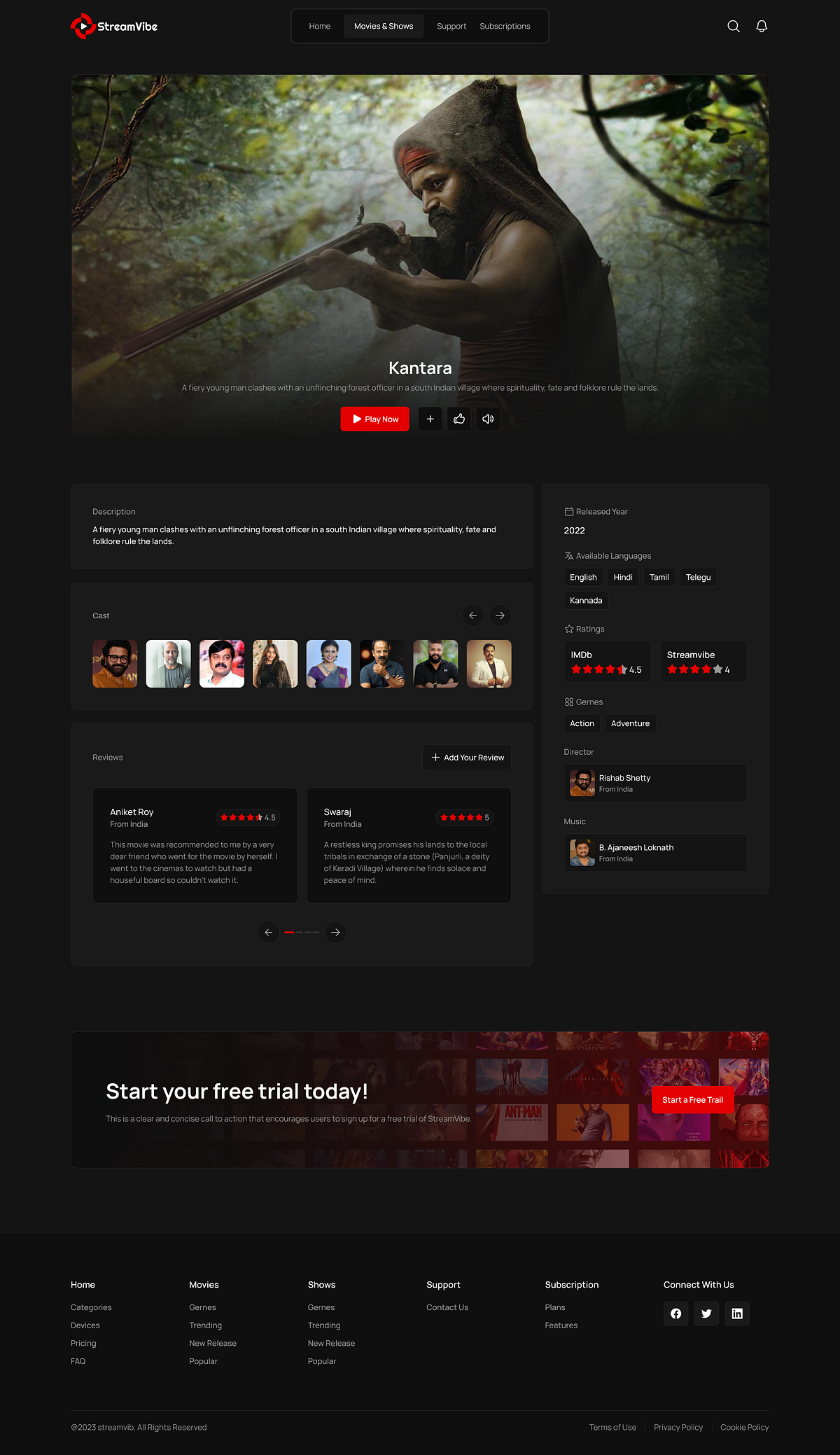 Movie Page Design of Video Streaming Website by Produce UI Resources ...