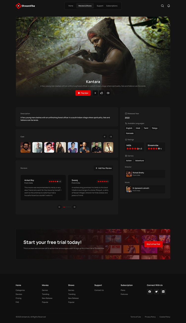 Movie Page Design of Video Streaming Website by Produce UI Resources ...