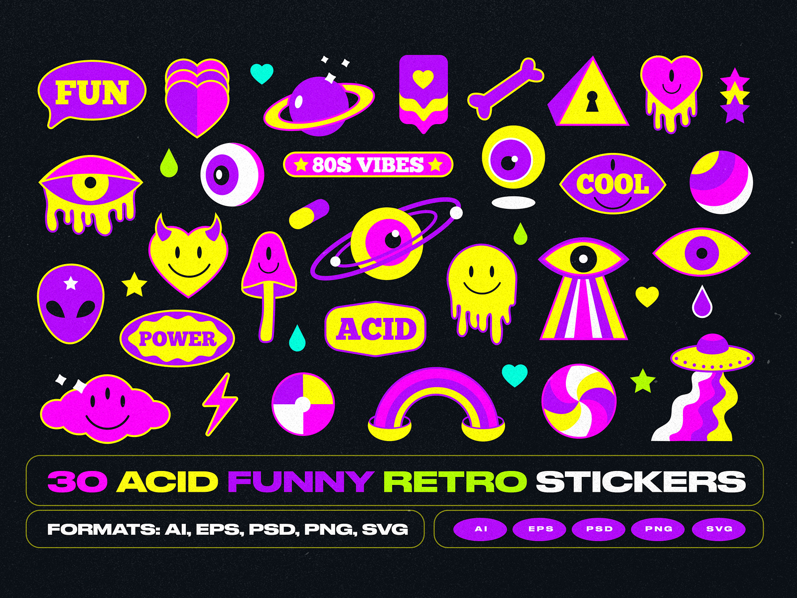 Funny Acid Retro Stickers by parisa on Dribbble