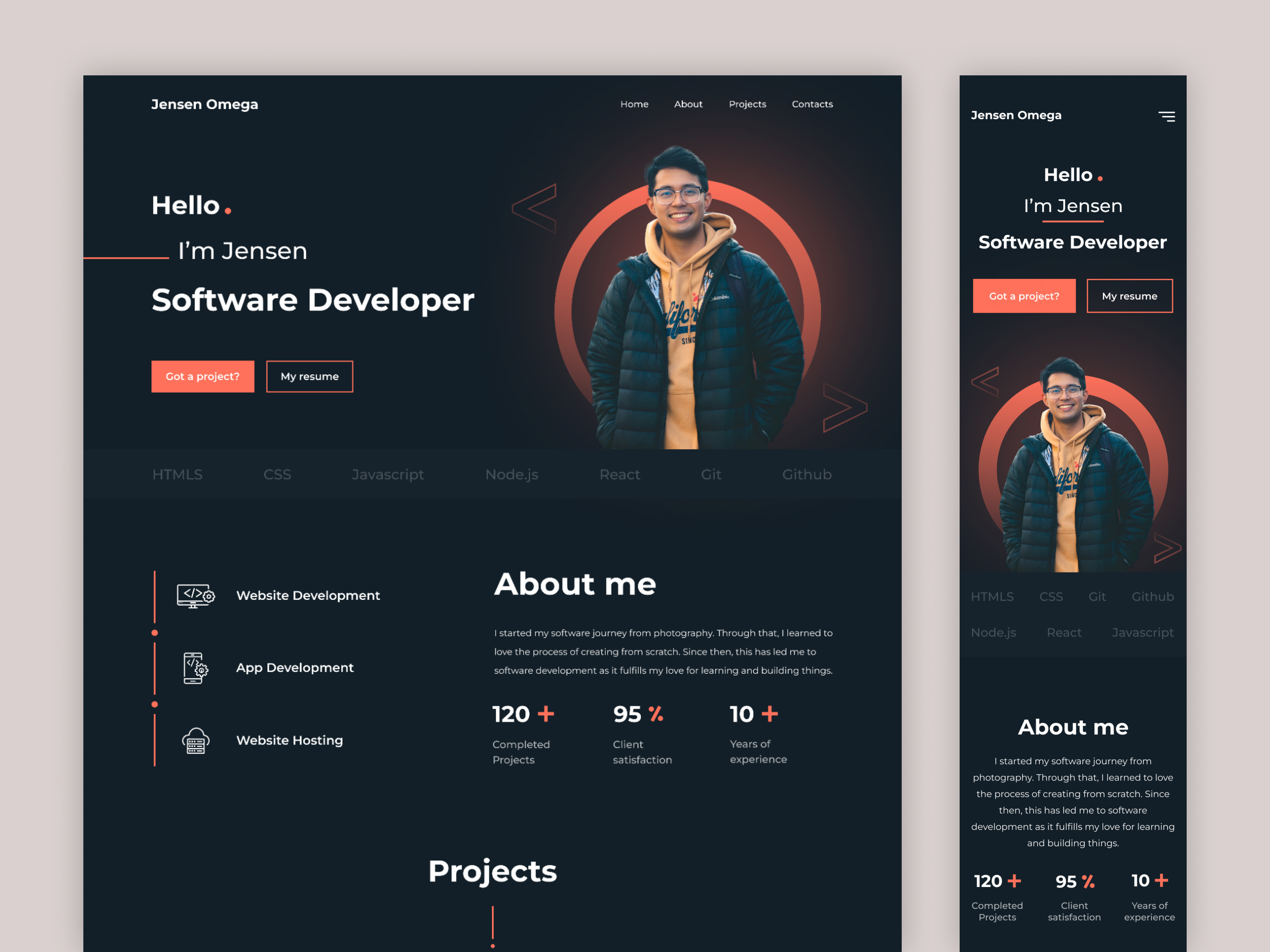 Developer portfolio website by Aisaa on Dribbble