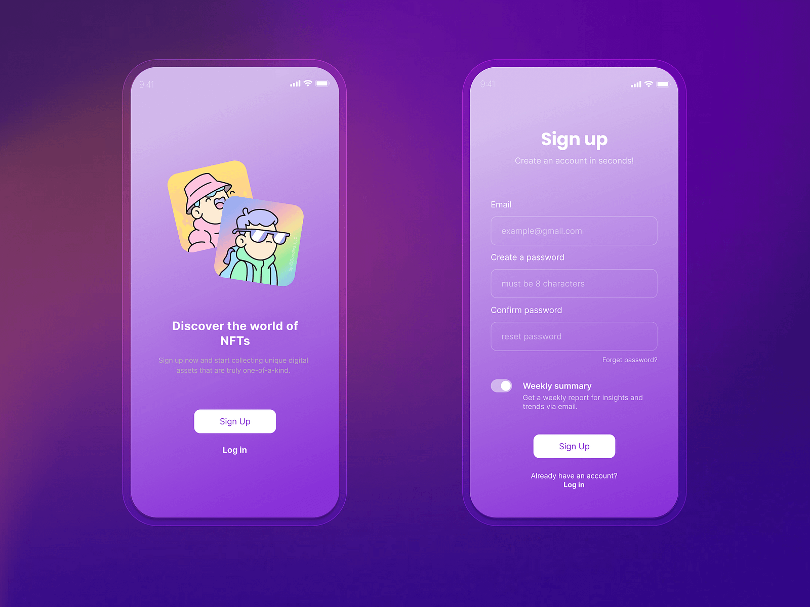 NFT Sign Up Page by Irem Bezci on Dribbble