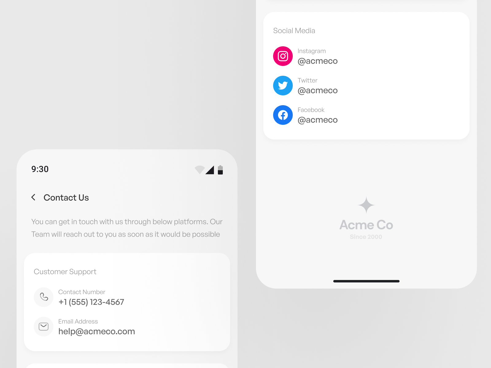 Contact Us Screen Mobile UI Design | Contact Screen App UI/UX by Vikas ...