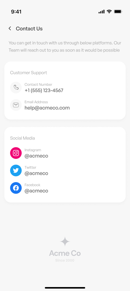 Contact Us Screen Mobile UI Design | Contact Screen App UI/UX by Vikas ...