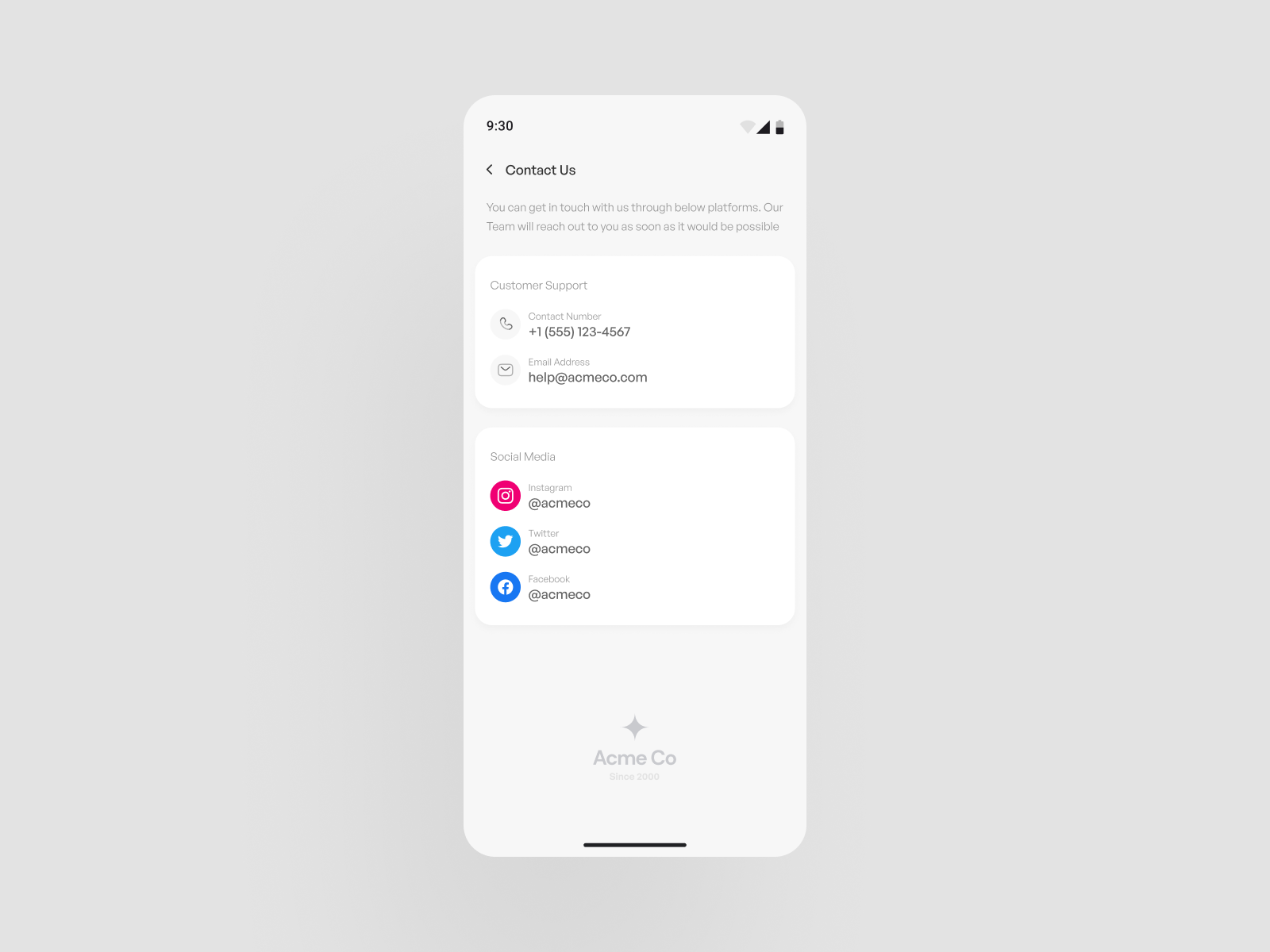 Contact Us Screen Mobile UI Design | Contact Screen App UI/UX by Vikas ...