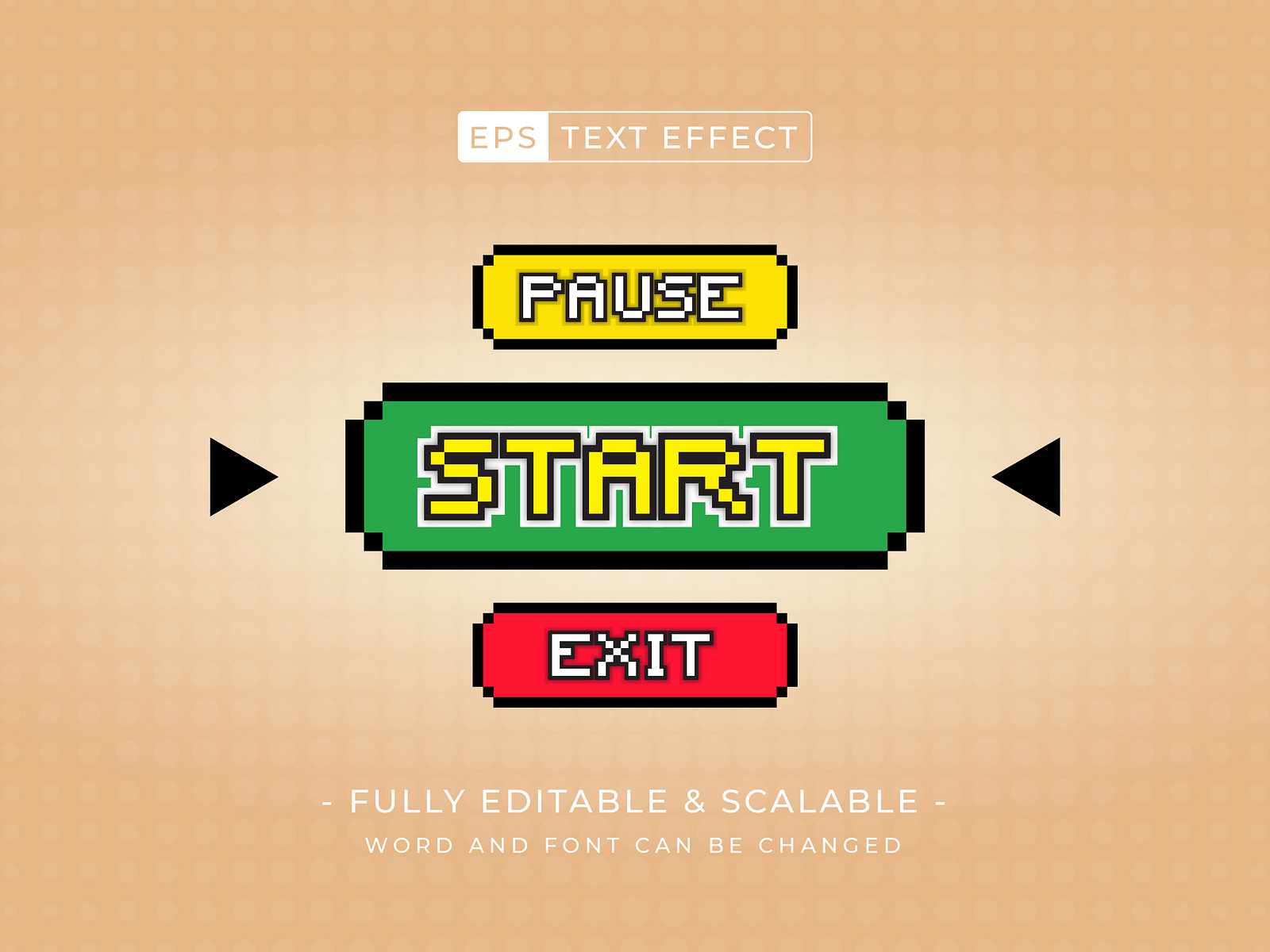 Start Pixel Editable Vector Text Effect. classic game theme by ezabbie ...