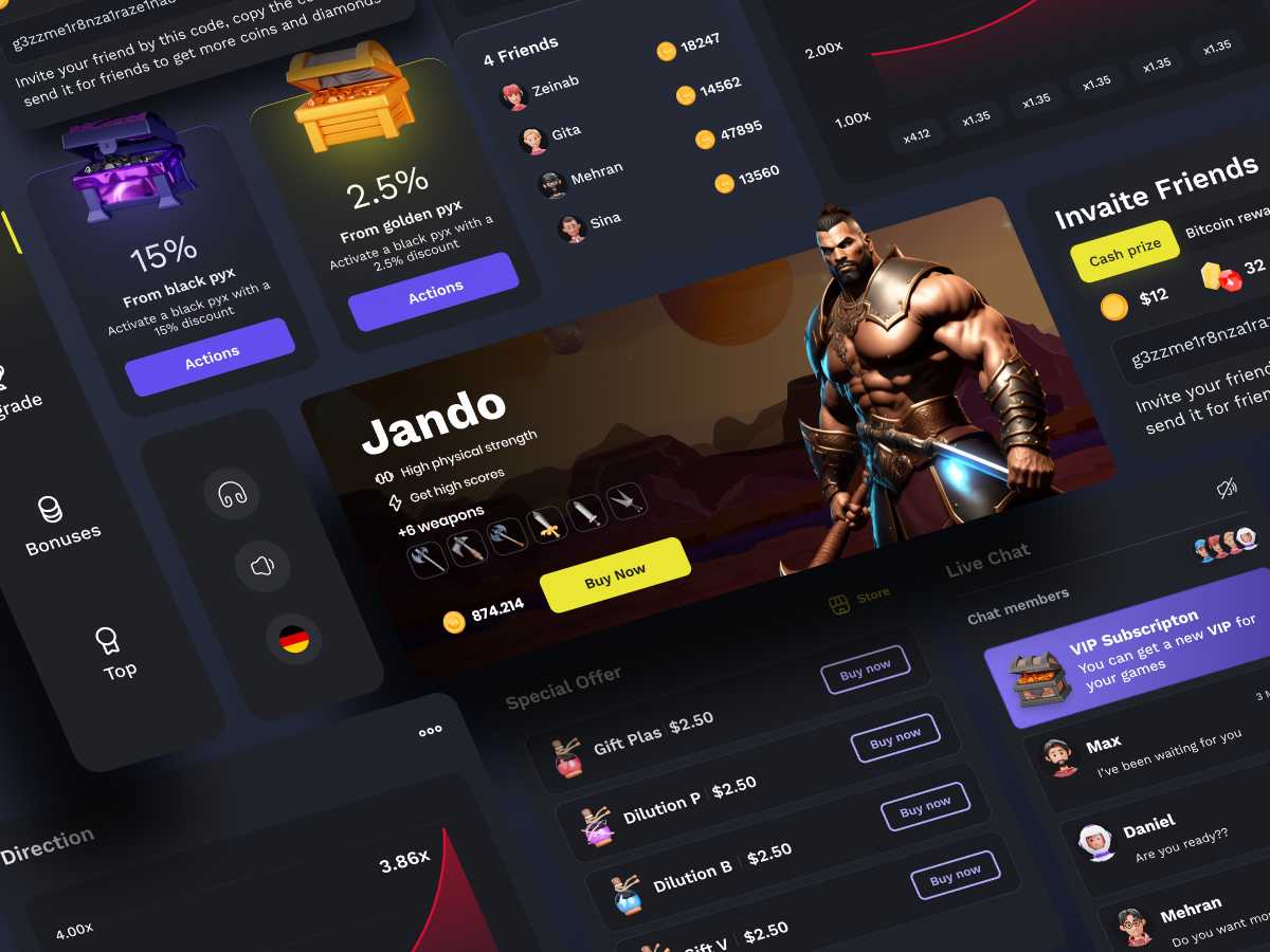 Game Dashboard by Zeinab Ameri for Fluxio Design on Dribbble