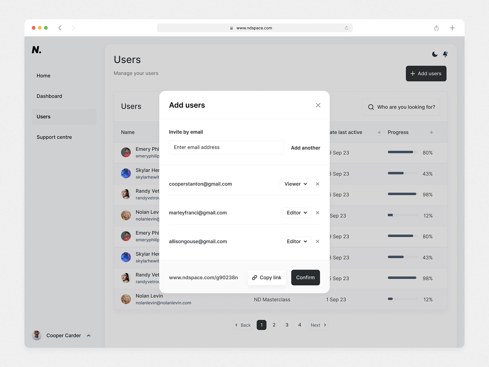 Add users modal by Matthew Lawson on Dribbble