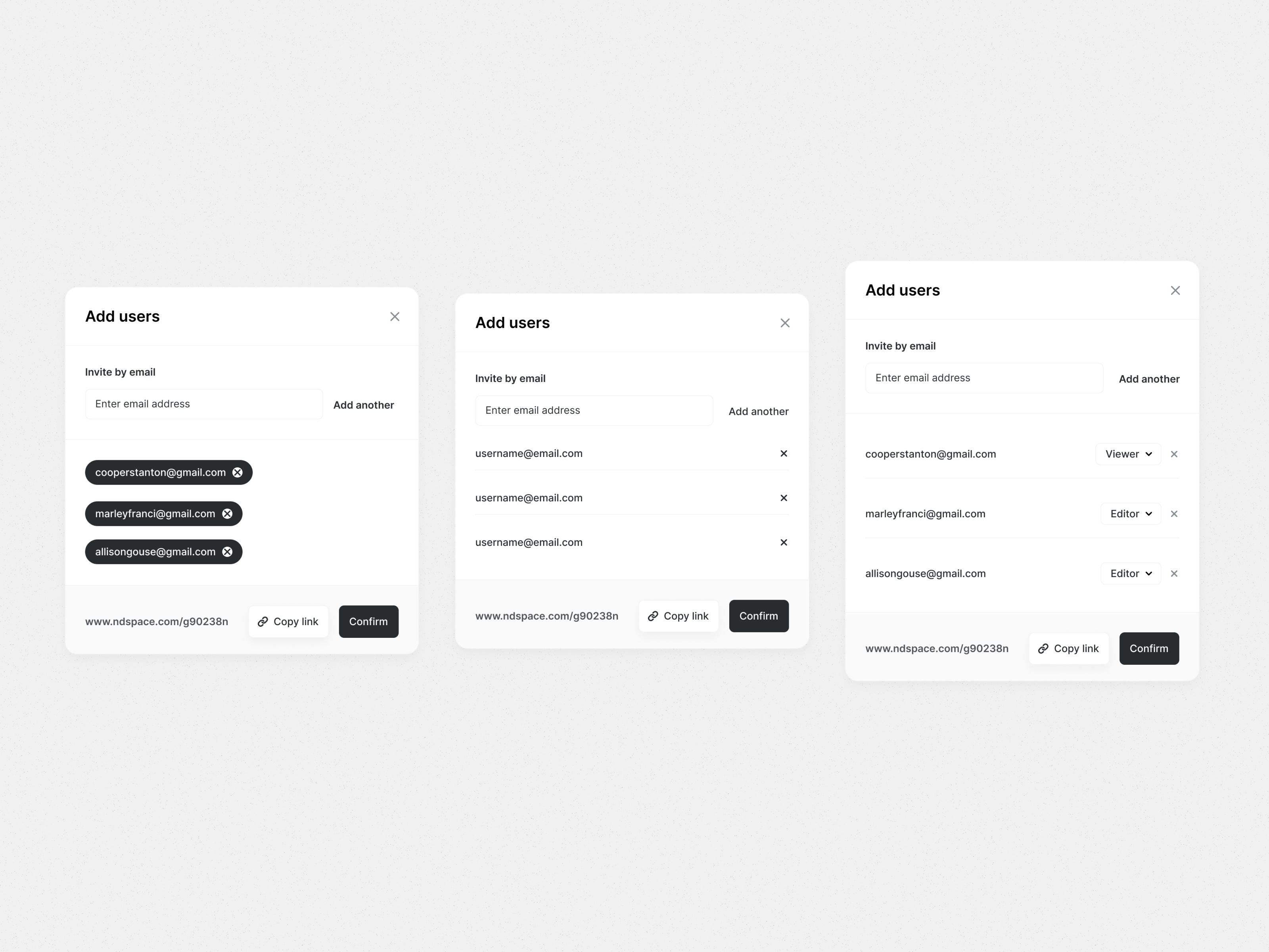 Add users modal by Matthew Lawson on Dribbble