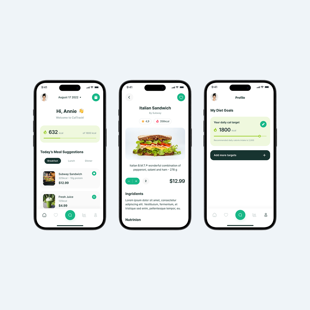 Calorie Tracker App UI by Genadi Georgiev on Dribbble