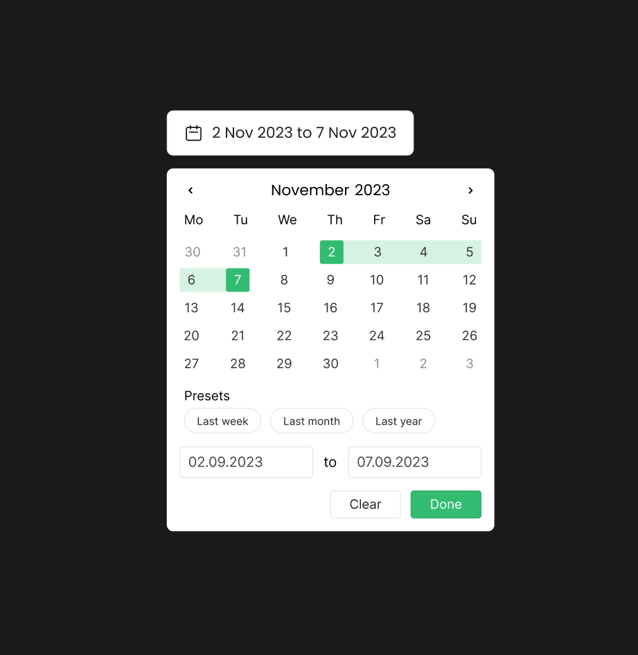 Datepicker by Luiz Felipe Moureau on Dribbble