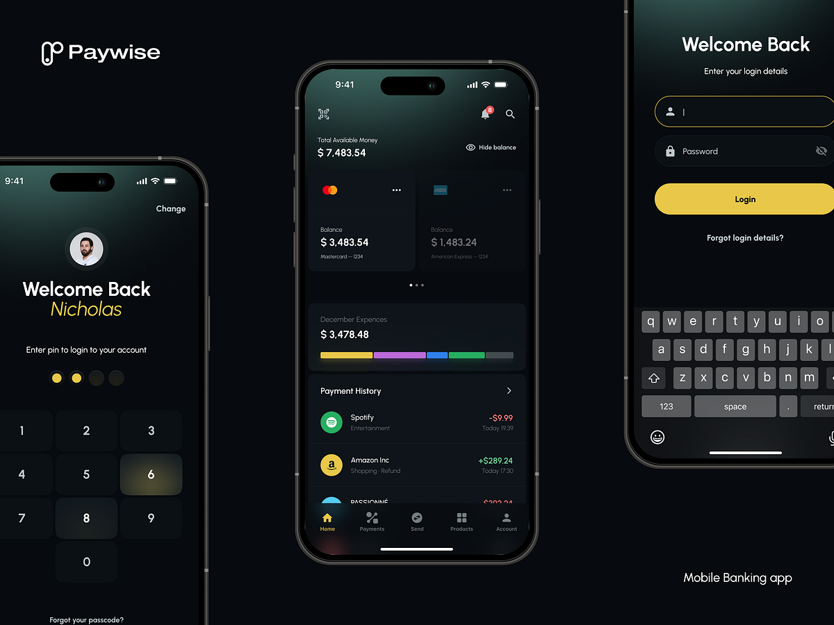 PayWise Mobile app by Nicholas Ergemla for Awsmd on Dribbble