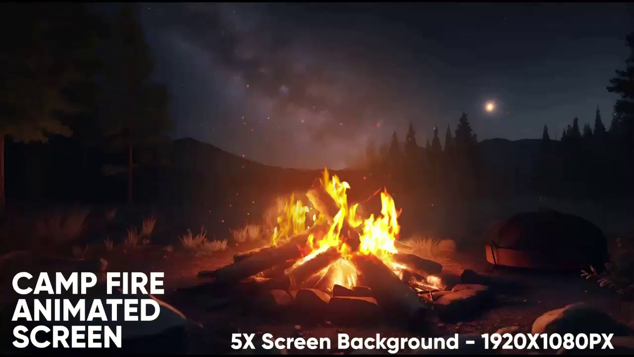 5x Animated Screen virtual Camp Fire backgrounds, stream overlay by ...
