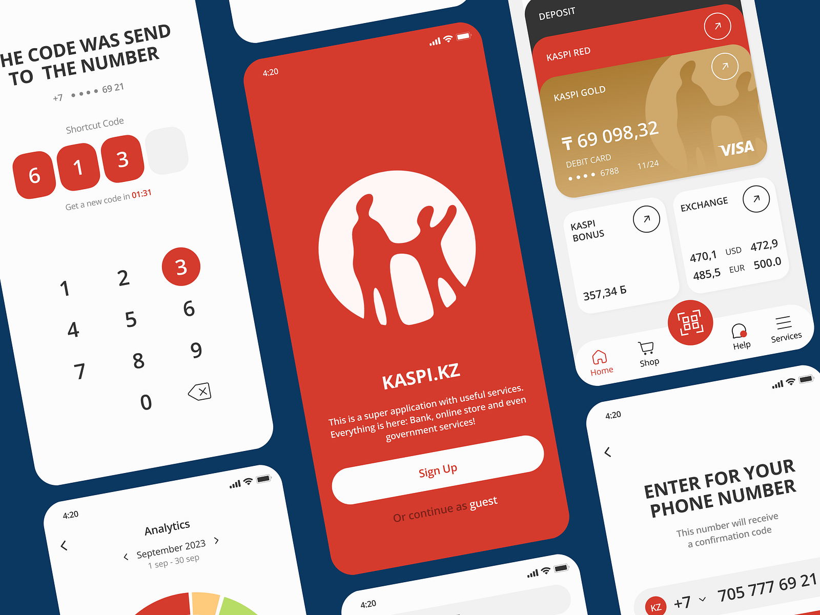 Redesign of the Kaspi mobile bank app by Mariia Sizova on Dribbble