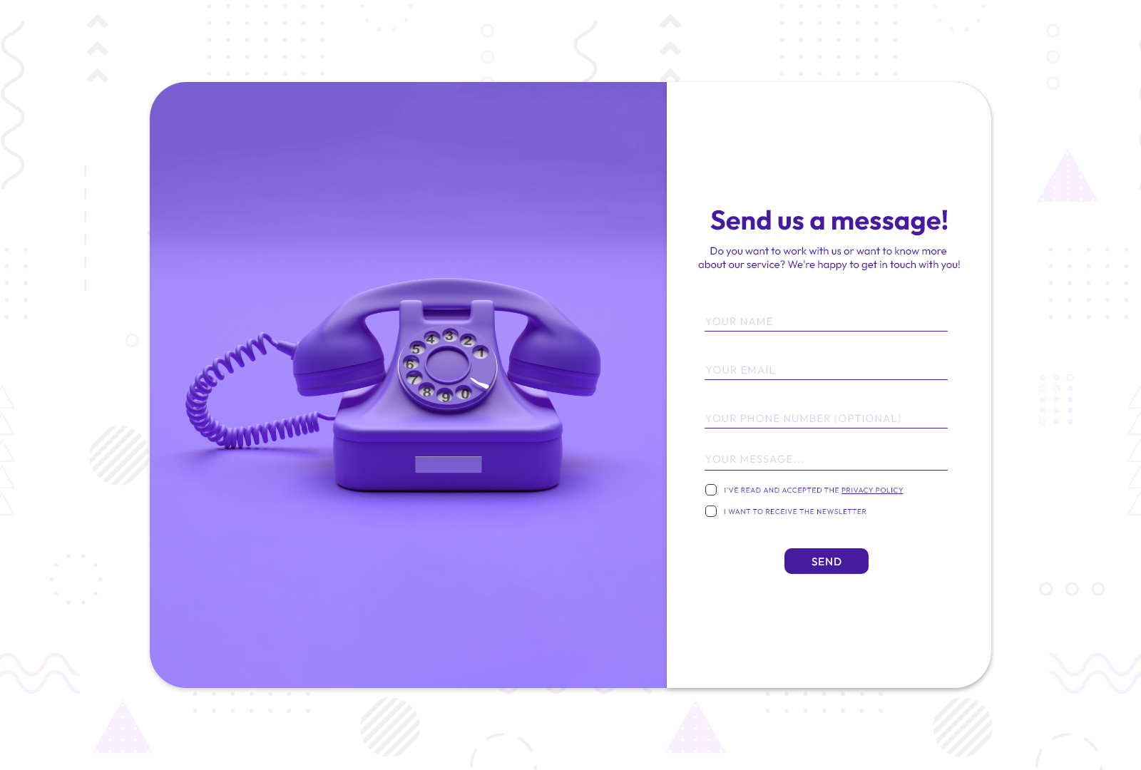 #DailyUI nr. 28 - contact us by Sarah Trummer on Dribbble