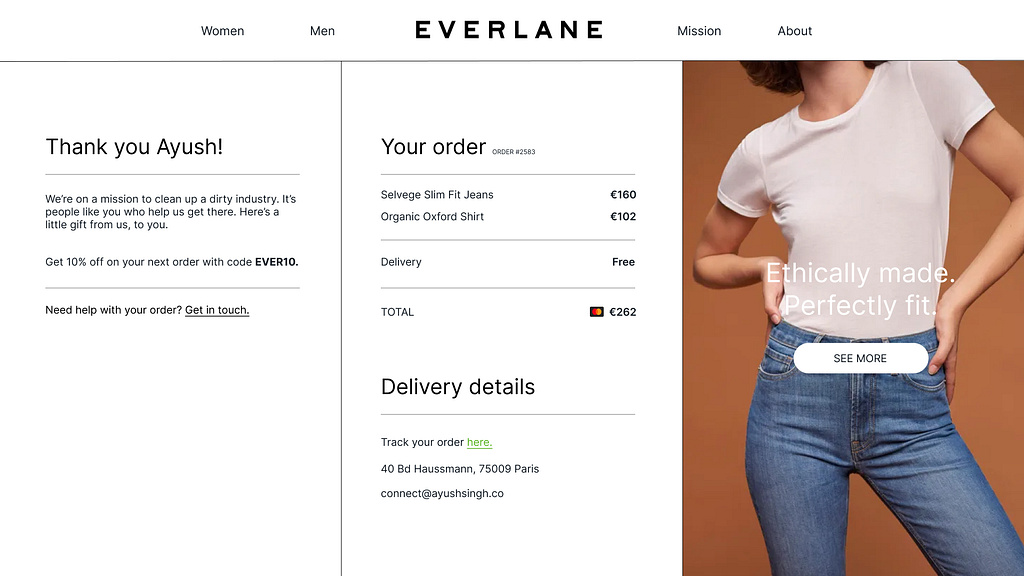 Everlane order details screen re-design by Ayush Singh on Dribbble