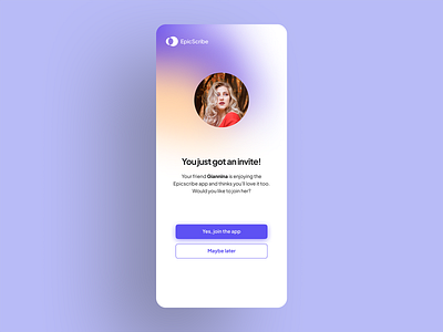 An invitation to an app screen by Ligaya L. on Dribbble