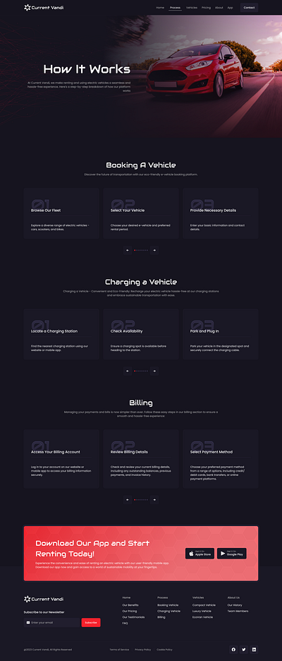 How it Works Page Design of Car Renting / Booking Website - Dark by ...