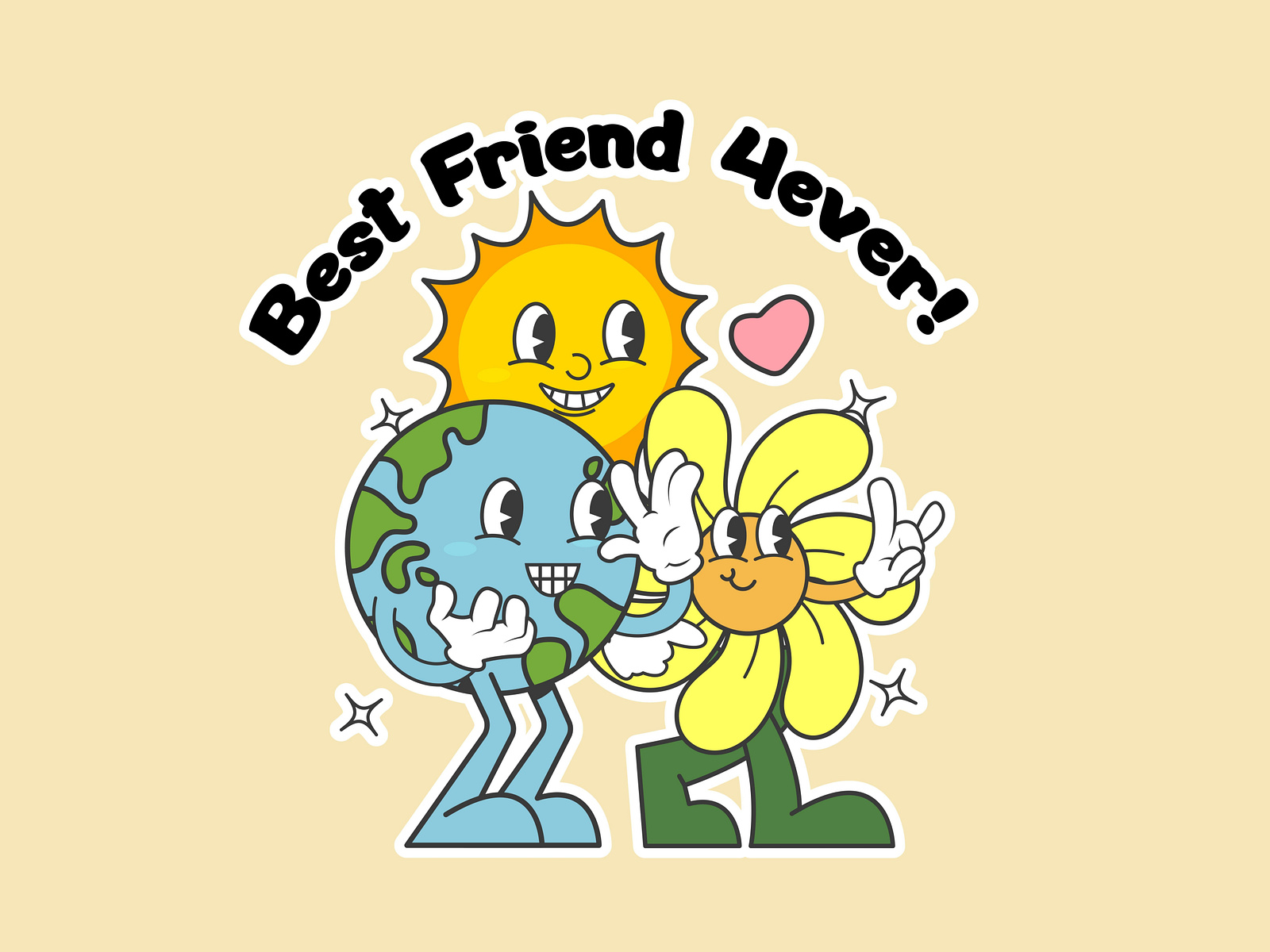 Vintage Cartoon Character Best Friend 4ever! by venia studio on Dribbble
