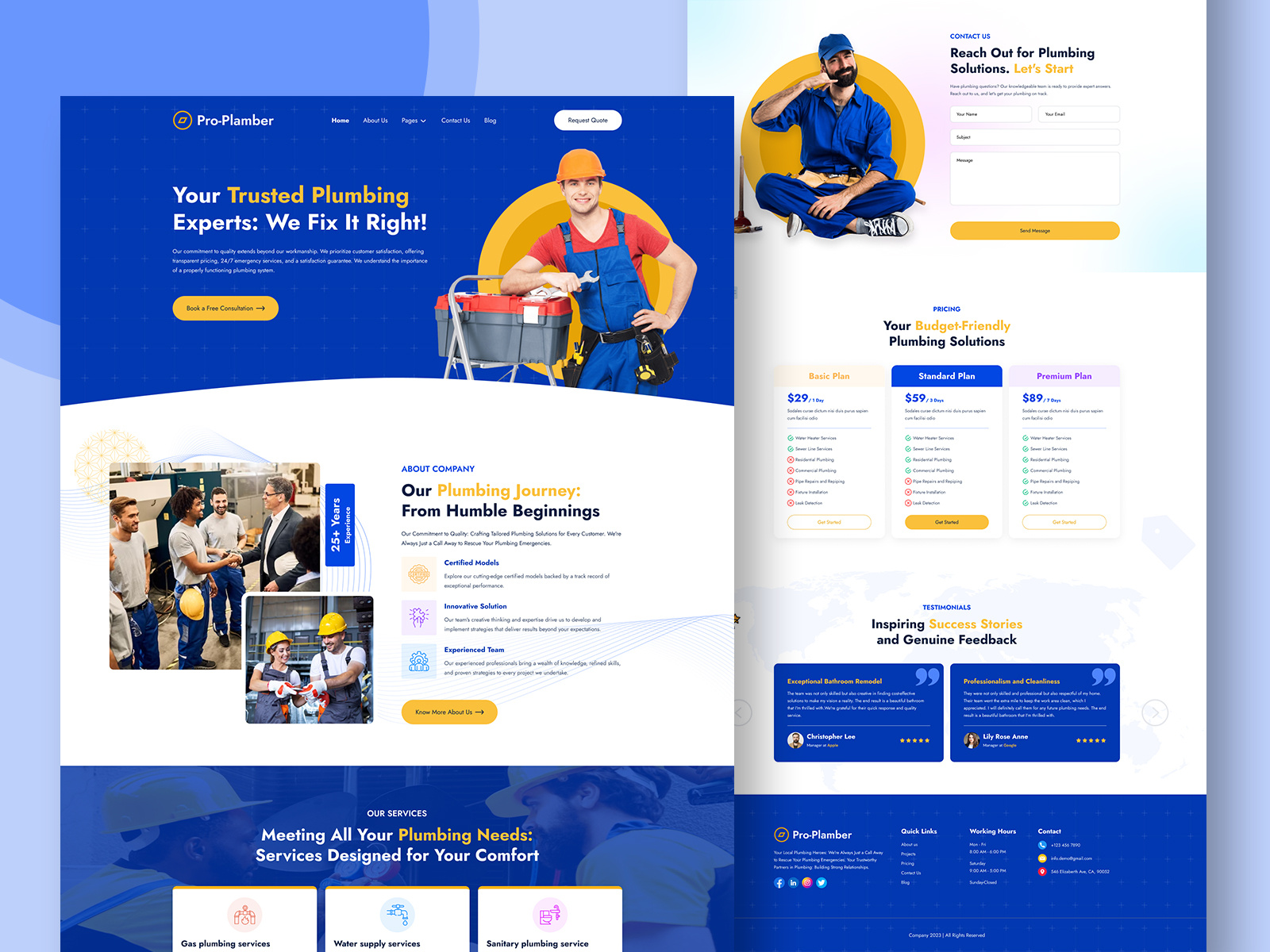 Modern Plumber website UI UX Design by Genius Ocean on Dribbble