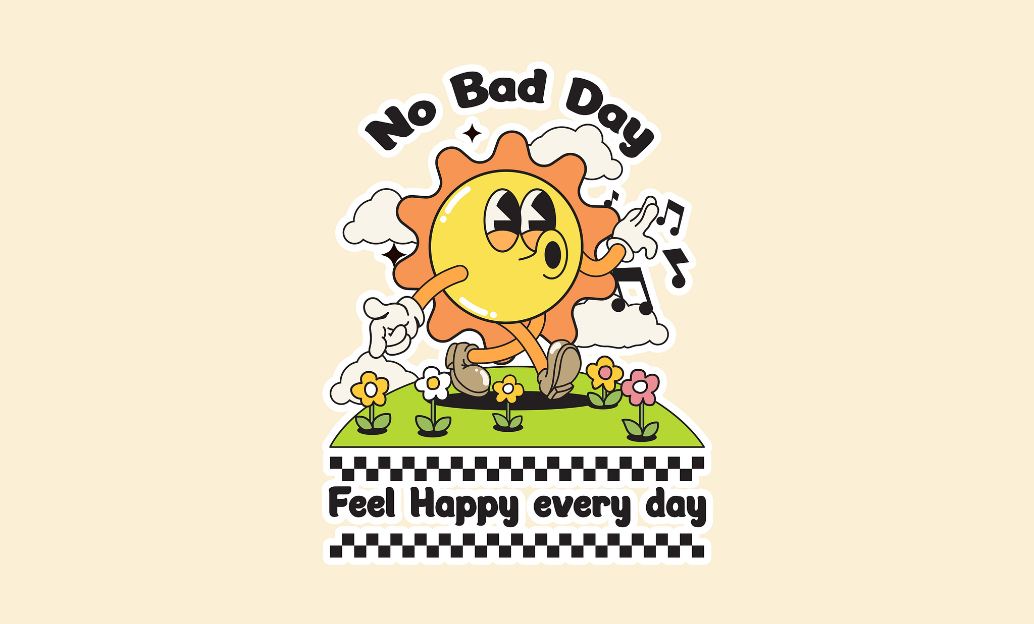 Vintage Cartoon Character No Bad Day by venia studio on Dribbble
