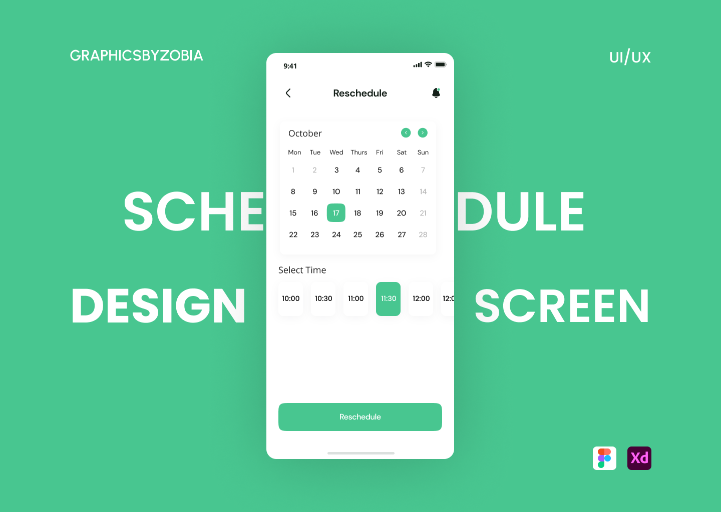 Schedule Screen Design | GraphicsByZobia by Graphic Designer | Zobia on ...