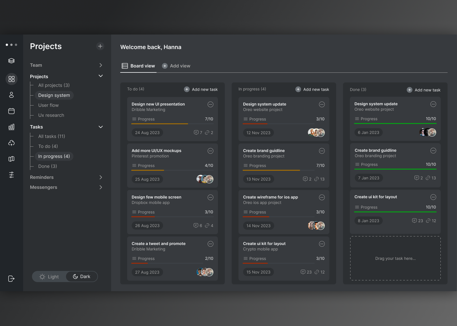 Task management: to do list dashboard (Dark Mode) by Анна Роджерс on ...