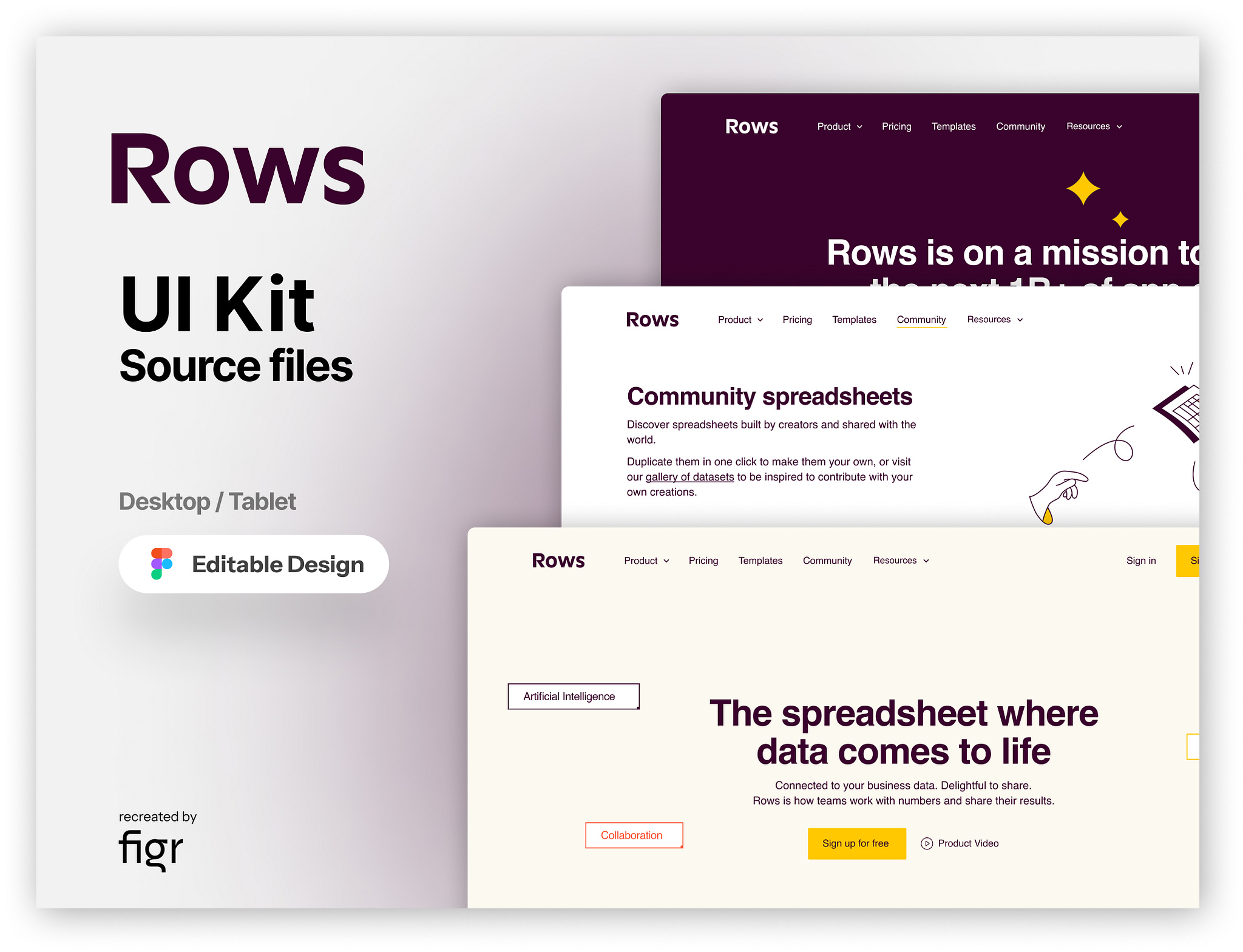 Rows Web UI (Recreated) by Figr Design on Dribbble