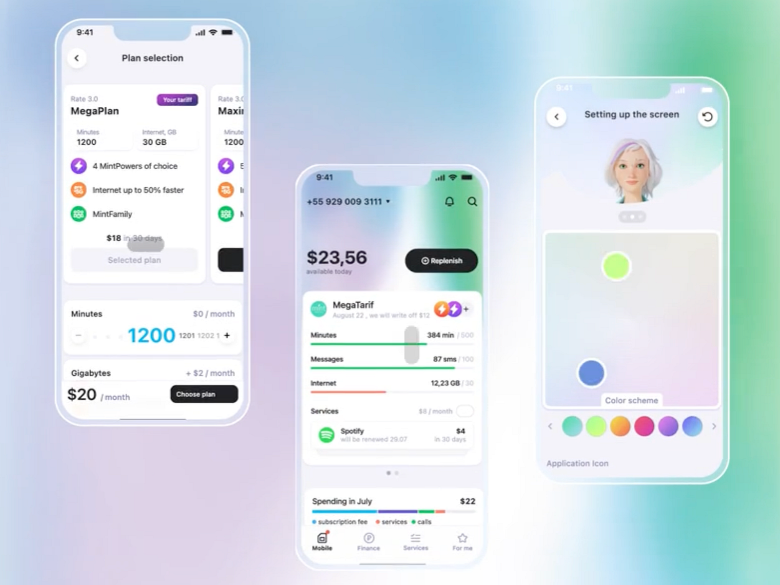 Mint Mobile x Red Collar - Interface for a telecom app by Denis Lomov ...