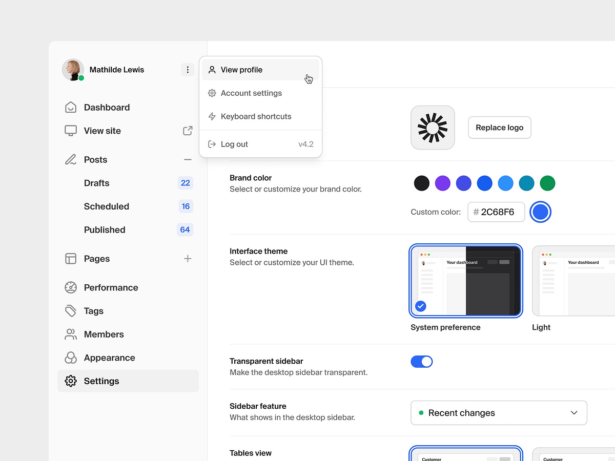 Appearance settings — Untitled UI by Jordan Hughes® on Dribbble