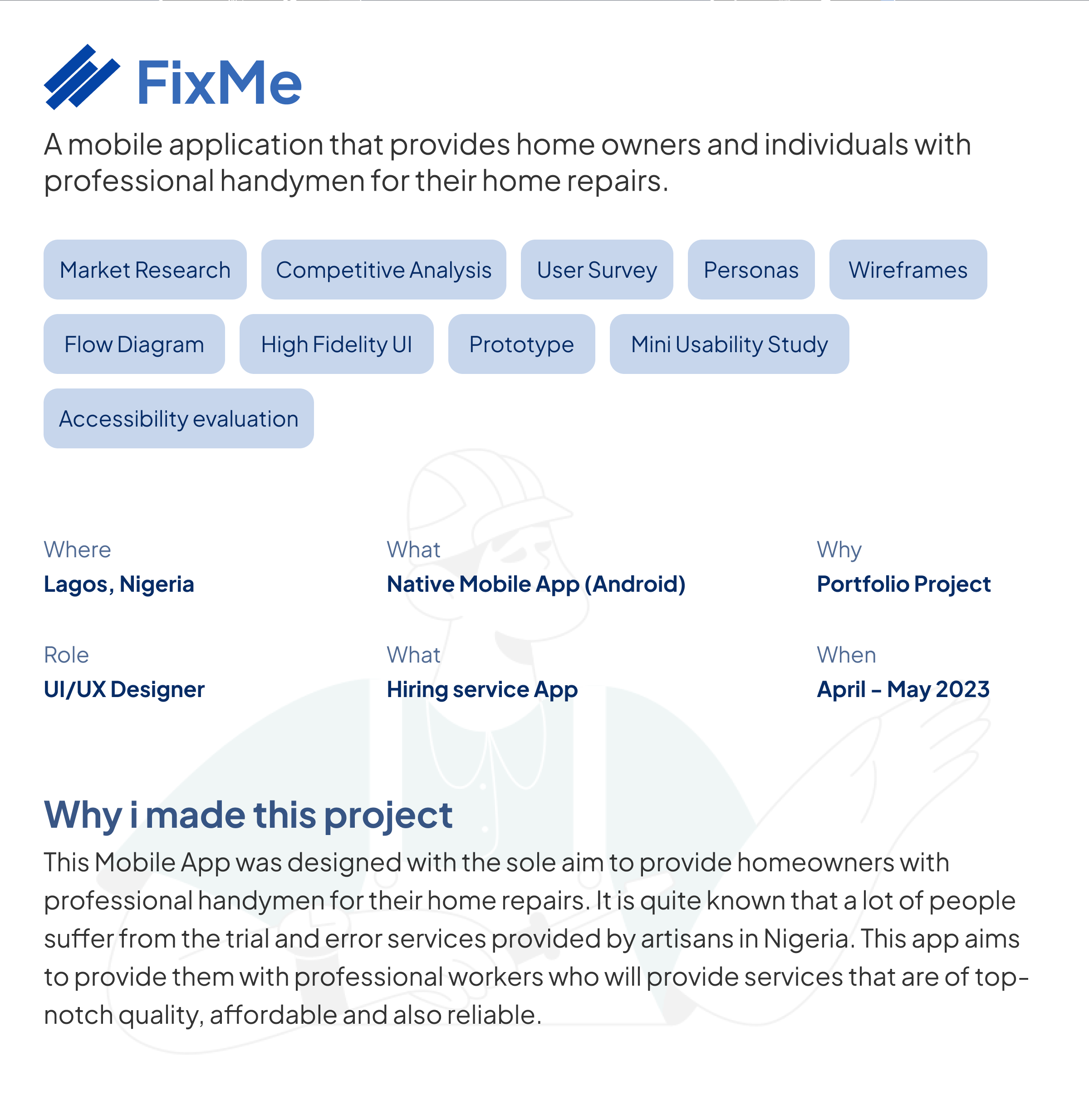 FixMe Mobile App Case Study by Eyebiokin Joseph on Dribbble