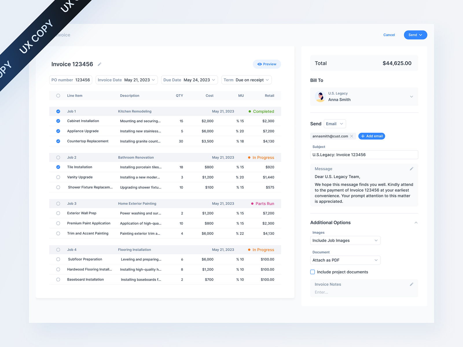 UX COPY / Web App / Create invoice by Dana Markova on Dribbble