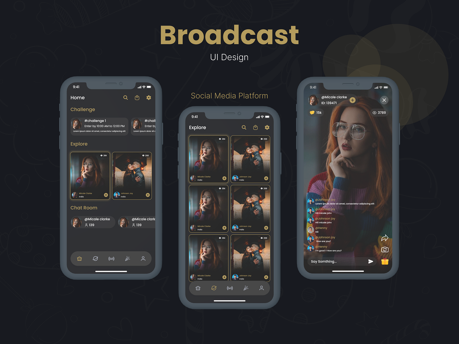Broadcast - Social Media App UI | UI UX by raj chavada on Dribbble