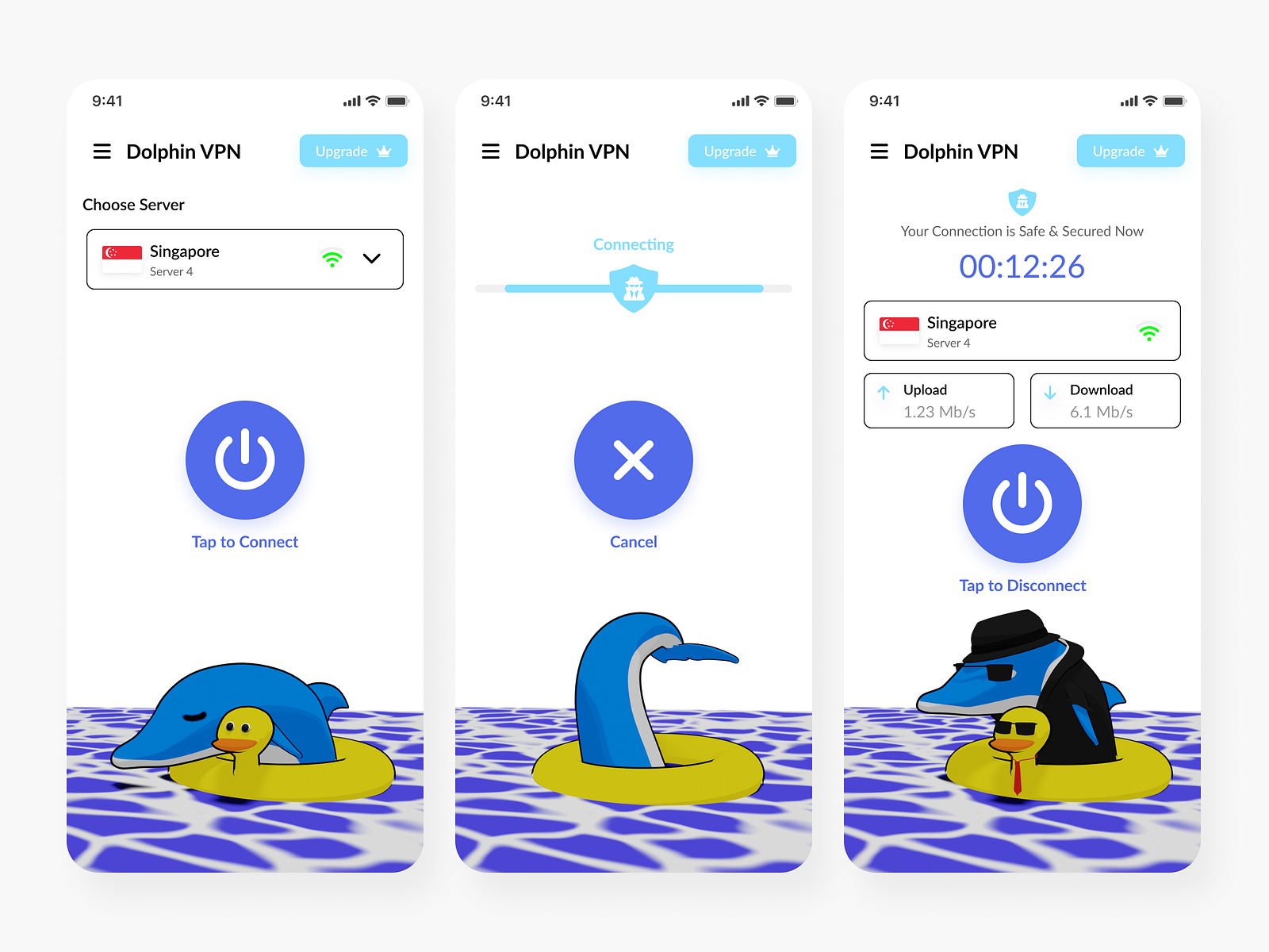 🐬 Dolphin VPN - 3D & Mobile App UI by Fahmi Majid on Dribbble