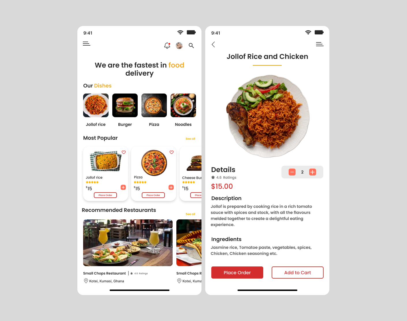 Food Order App UI design by Emmanuella Blay Andoh on Dribbble