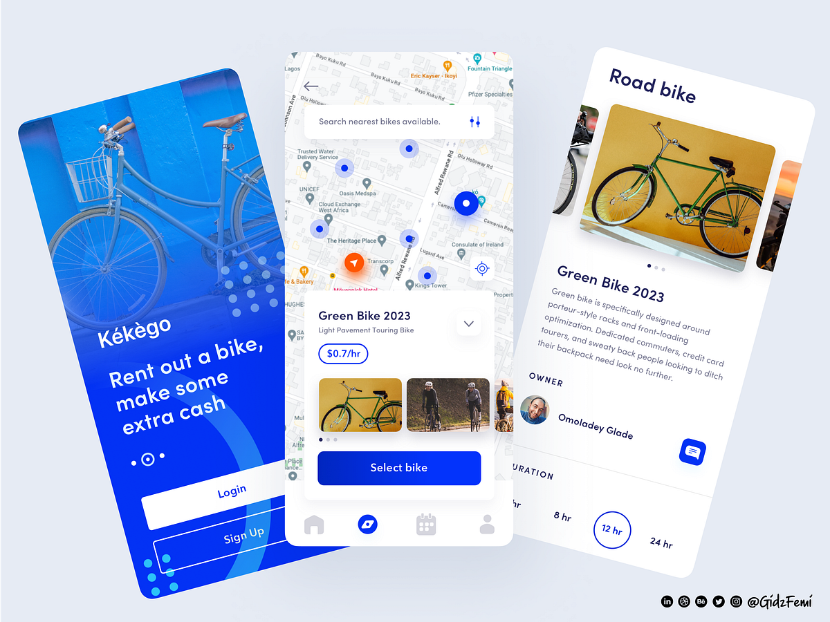 Bike App by Gidz Femi Badejo on Dribbble