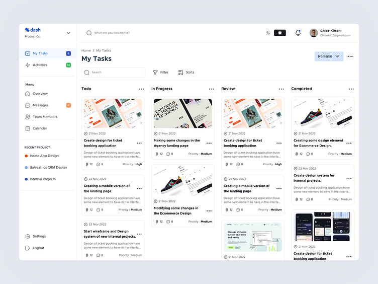 Dash - Task Management Dashboard UI Design by DesiznLab Studio on Dribbble