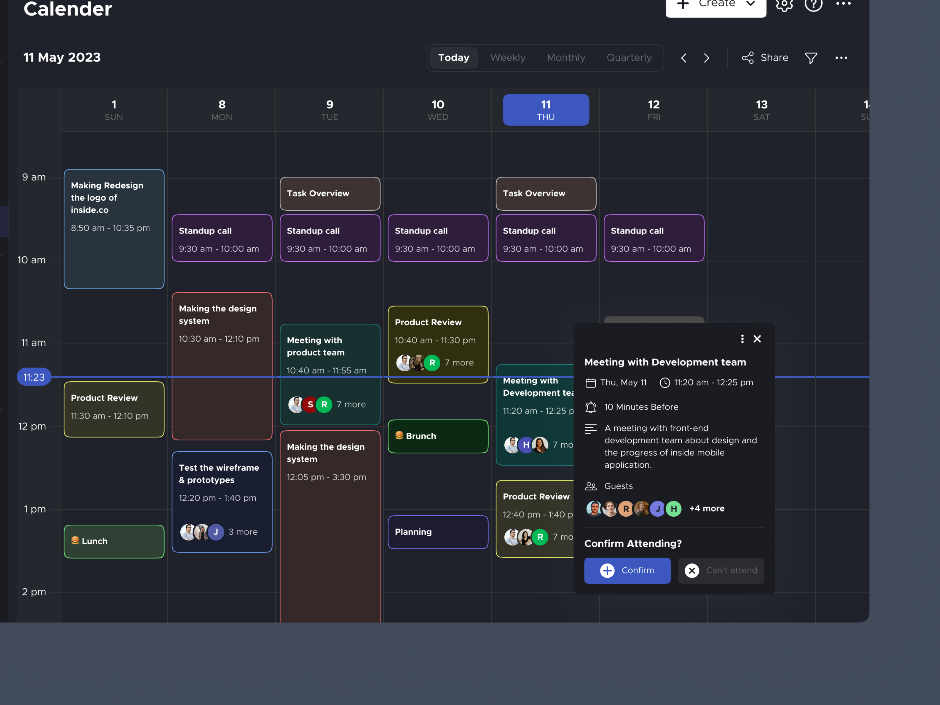Dash — Calendar UI Page [Dark mode] by DesiznLab Studio on Dribbble