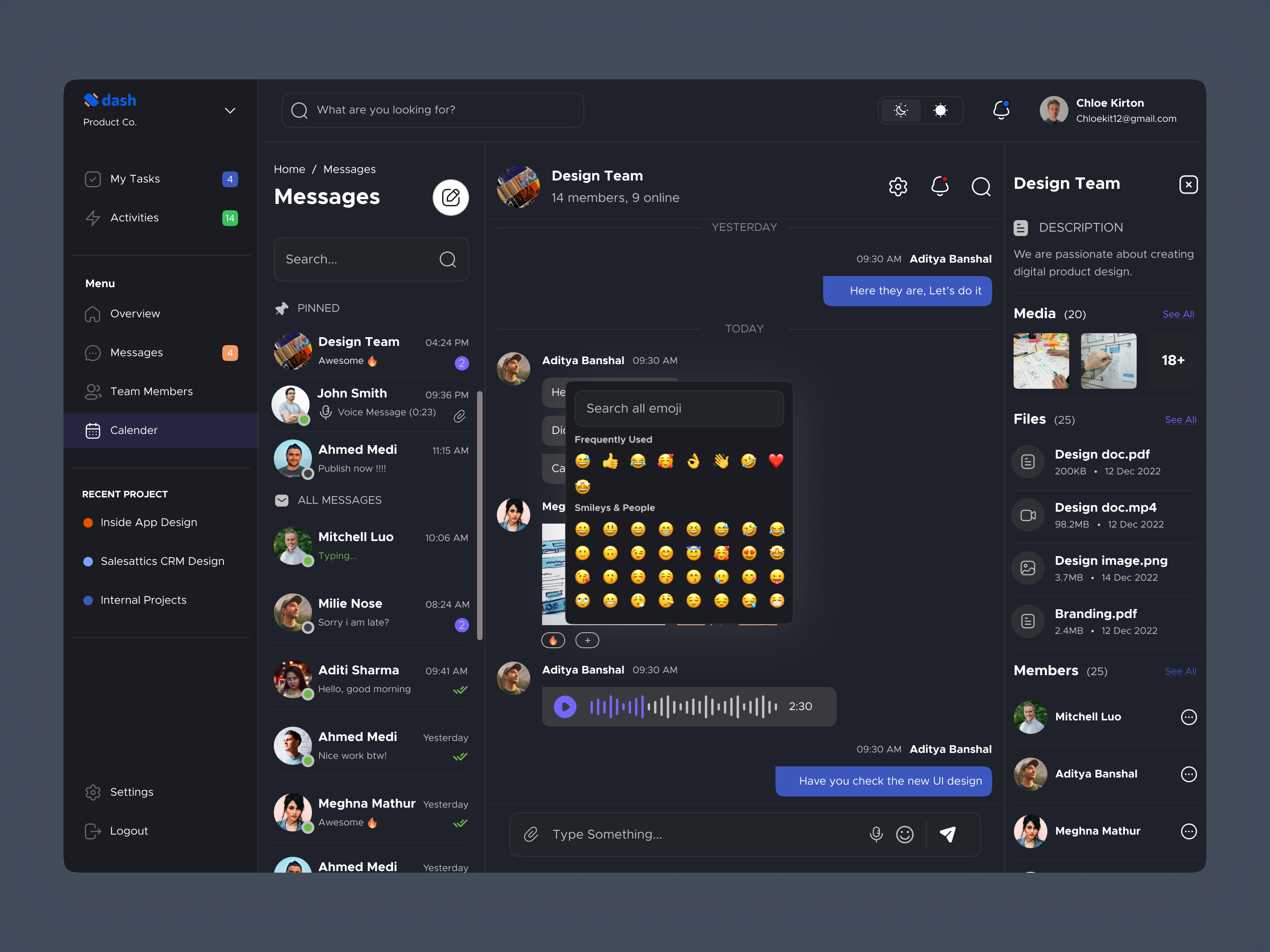 Dash - Messages UI design [Dark mode] by DesiznLab Studio on Dribbble