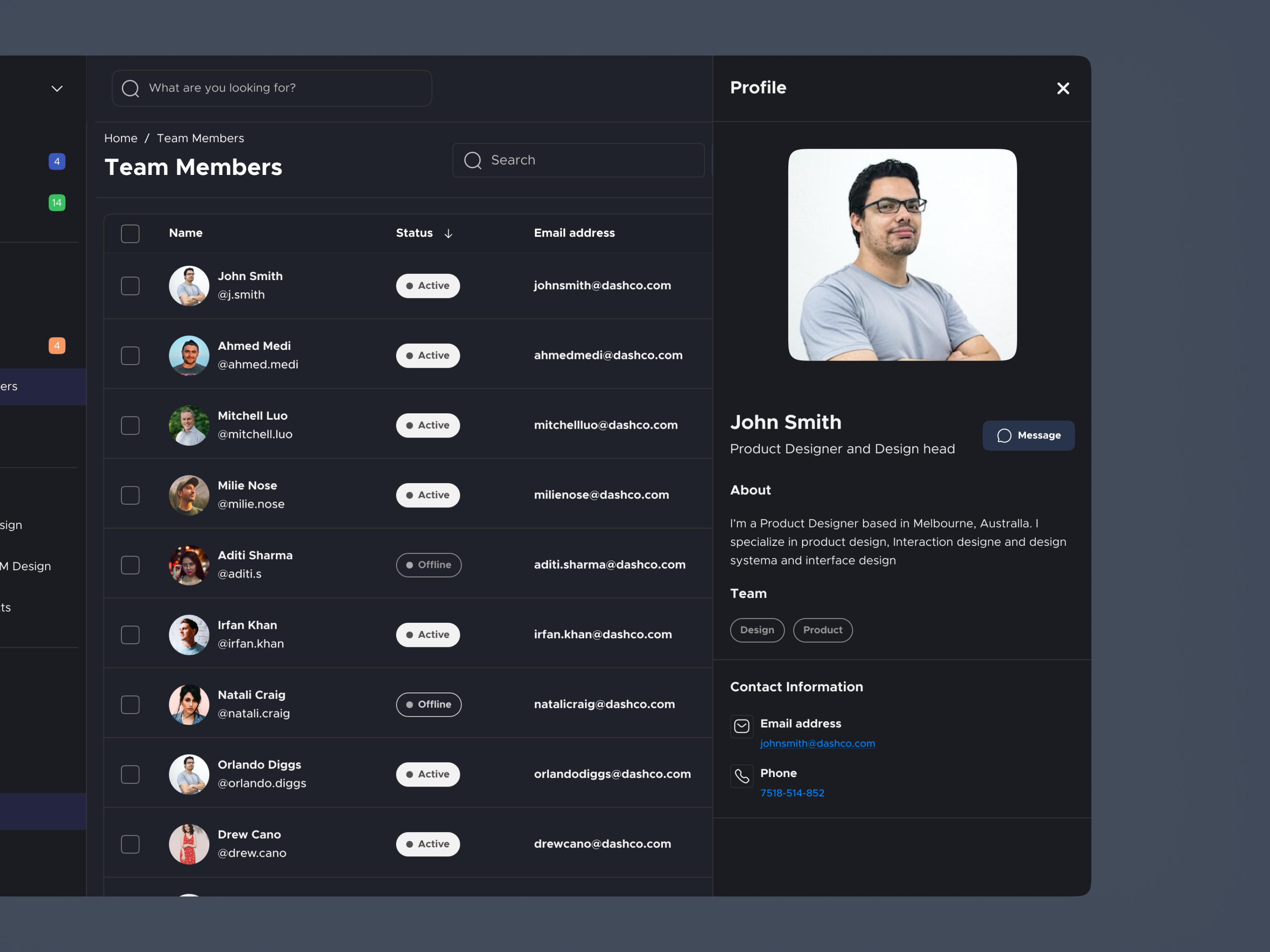 Team management - Dash's Design System [Dark mode] by DesiznLab Studio ...
