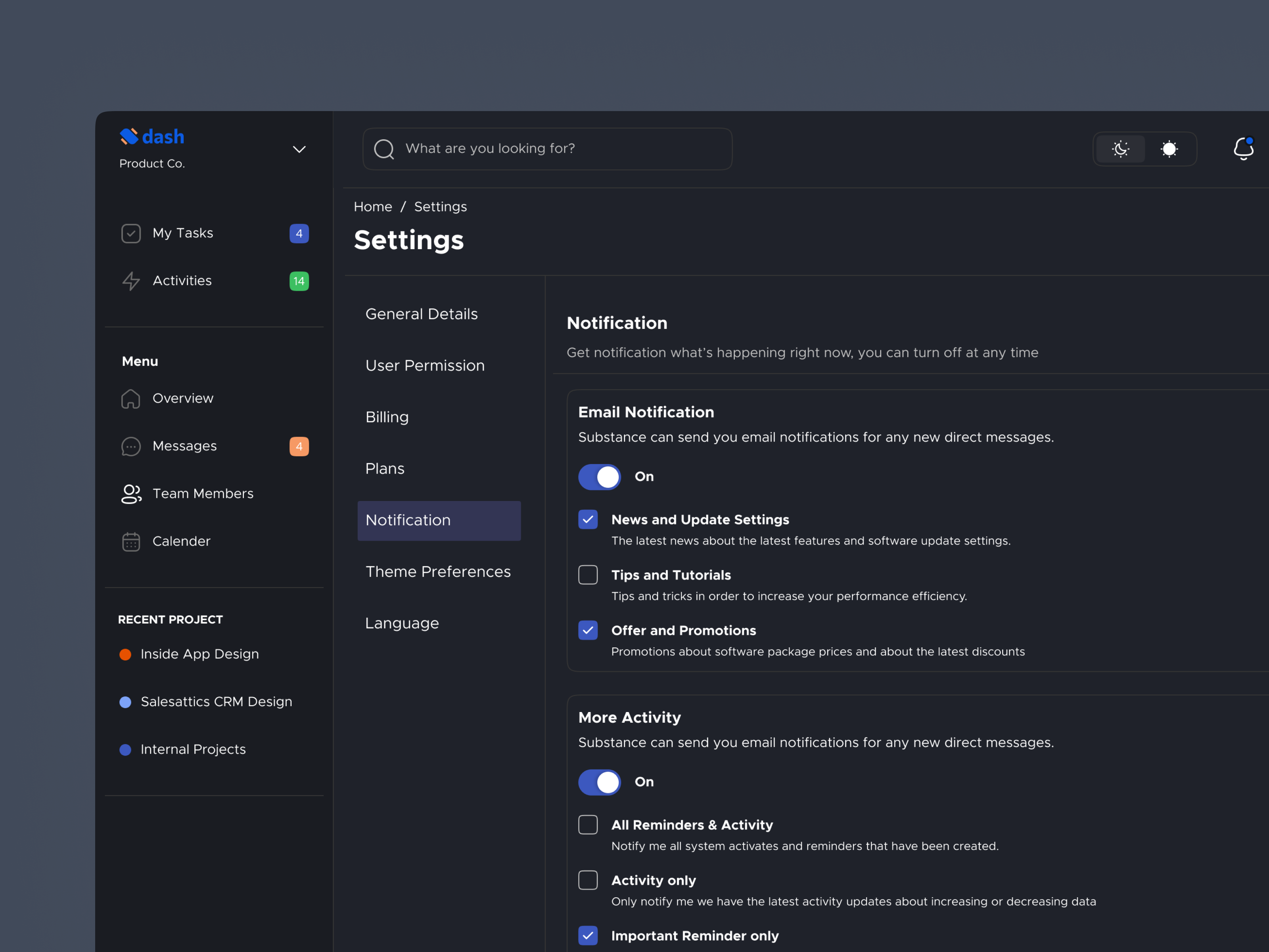 Settings page- Notification by DesiznLab Studio on Dribbble