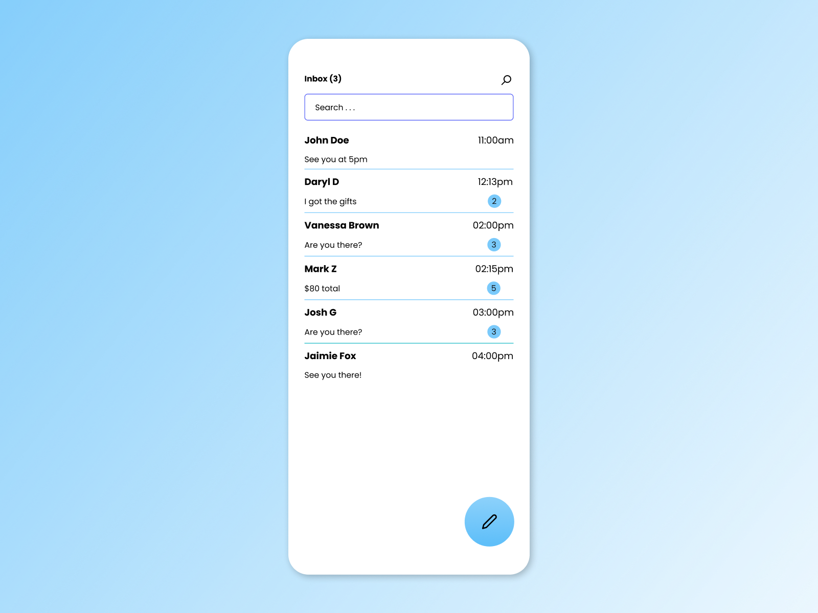 Inbox message app by Oscar on Dribbble