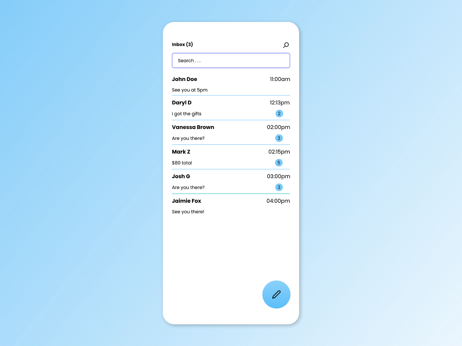 Inbox message app by Oscar on Dribbble