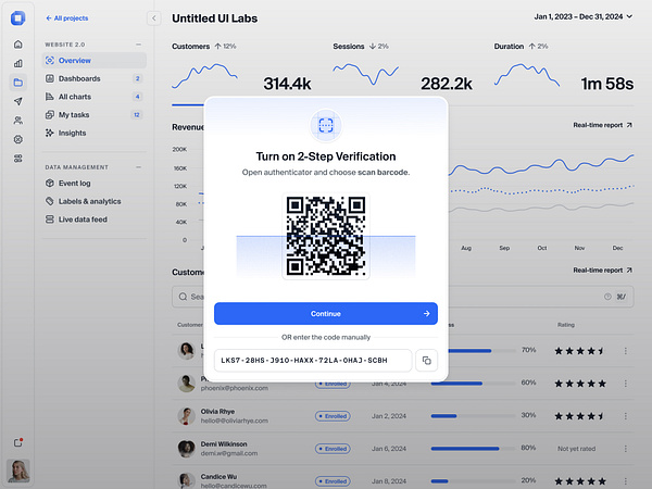 2FA modal QR code — Untitled UI by Jordan Hughes® on Dribbble