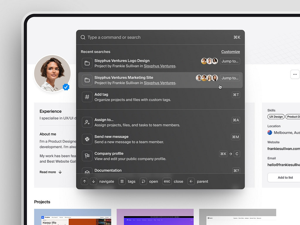 Command+K search menu — Untitled UI by Jordan Hughes® on Dribbble
