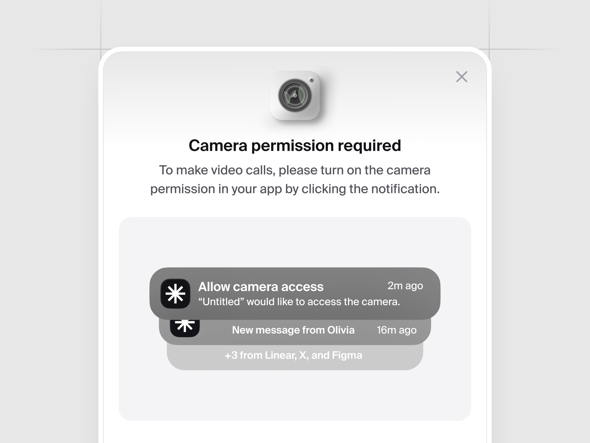 Camera permission — Untitled UI by Jordan Hughes® on Dribbble
